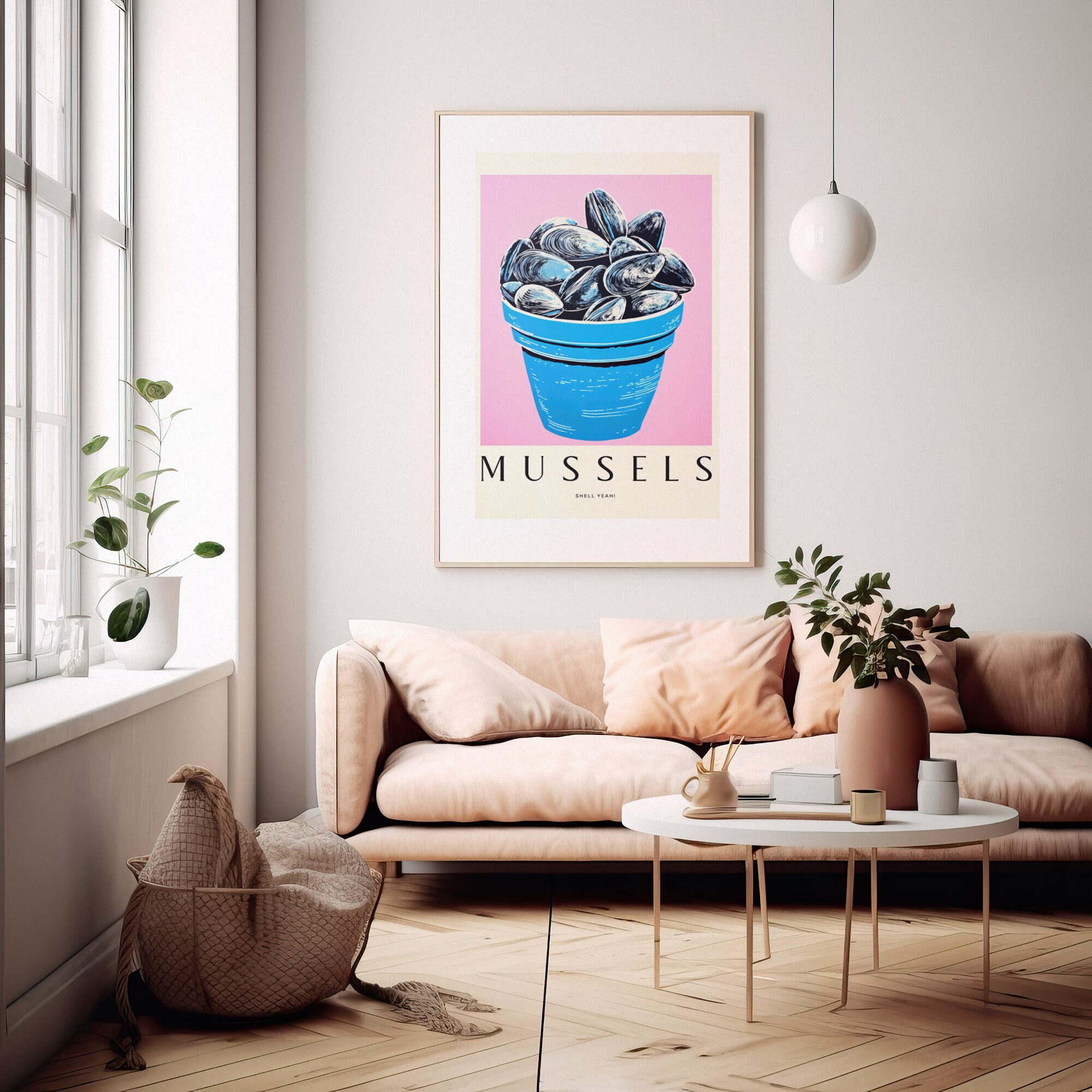 Mussels Retro Art Print, Shell Yeah Humorous Vintage Poster, Sea Life ...