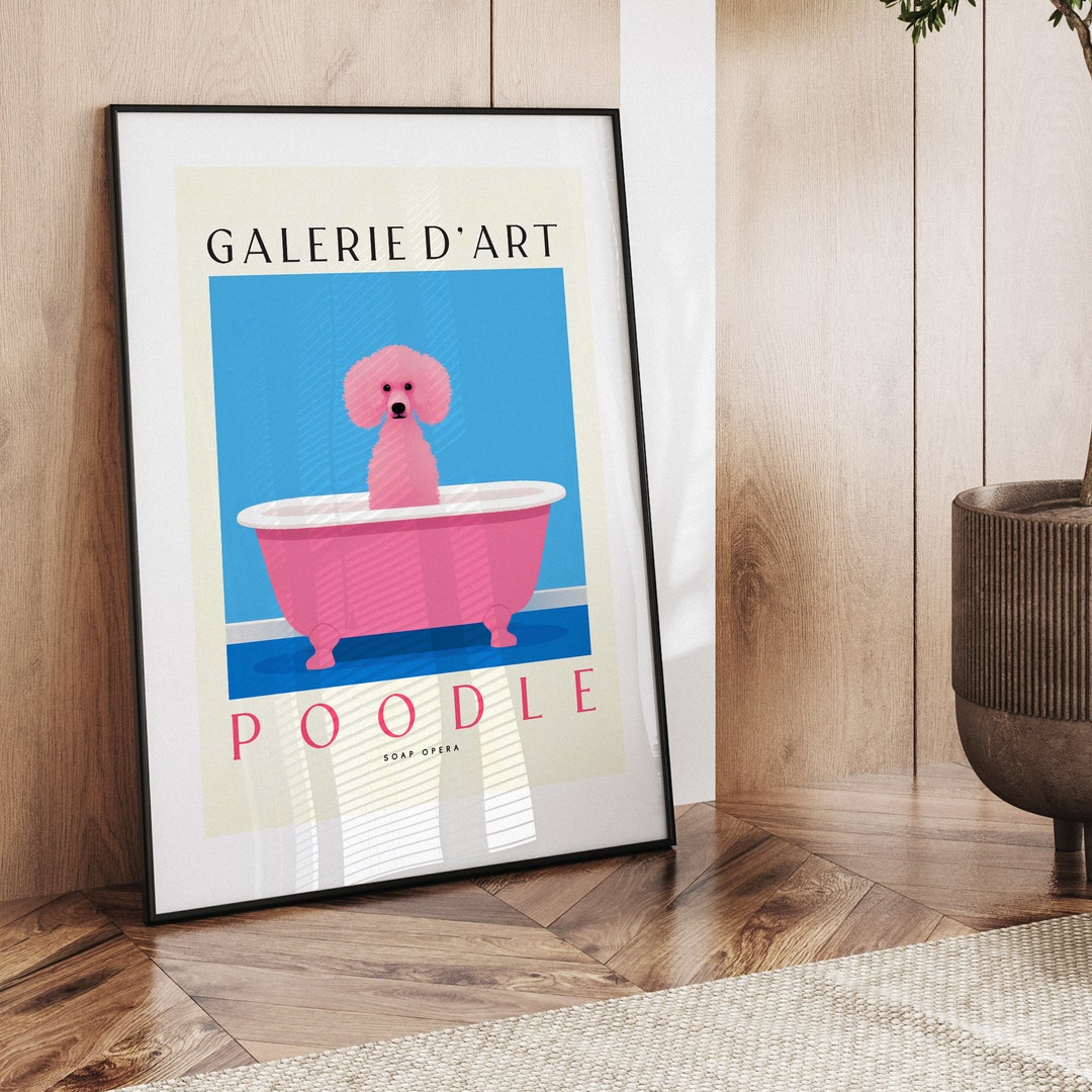 Poodle Soap Opera Art Print, Vintage Retro Bathroom Wall Decor, Animal ...