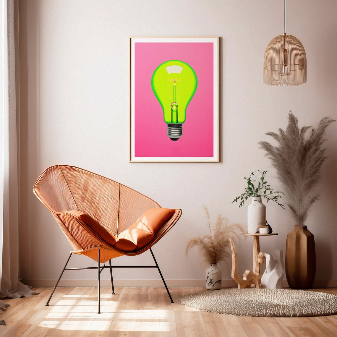 Lime Lightbulb Poster Green Pink Art Print Retro Vintage - Etsy
