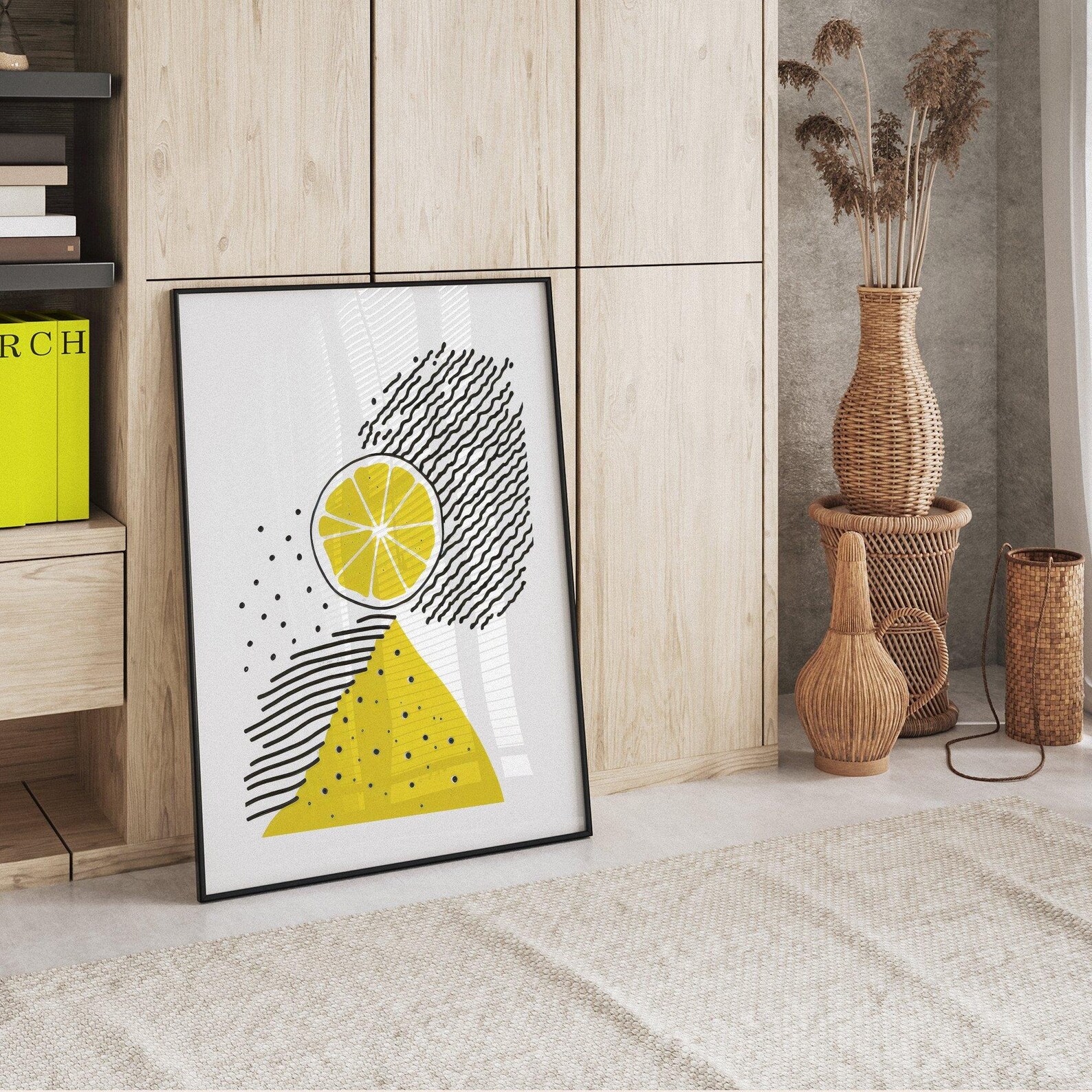 The Lemon Retro Yellow Poster Lemon Wall Art Vintage Lemon Poster Boho ...