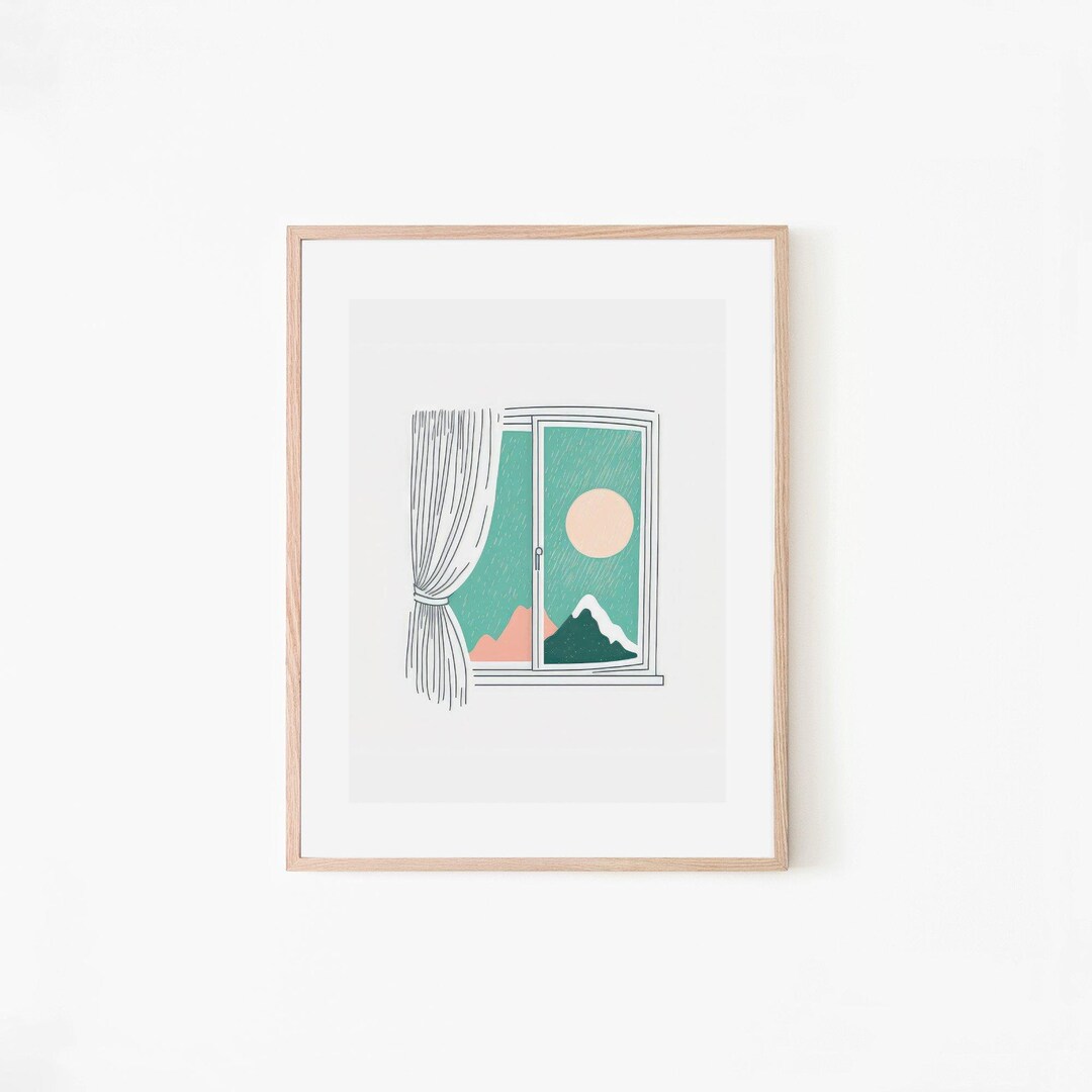 Mountain Window View Retro Poster Wall Art Print Mountain Poster ...