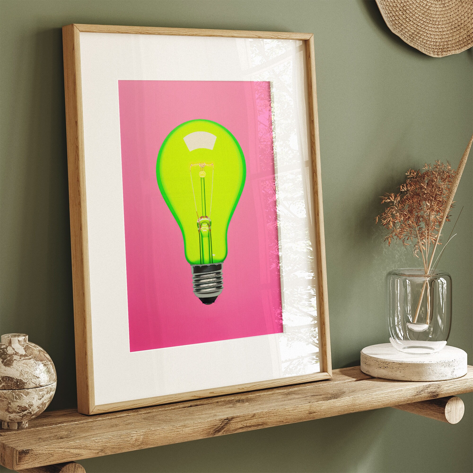 Lime Lightbulb Poster Green Pink Art Print Retro Vintage - Etsy
