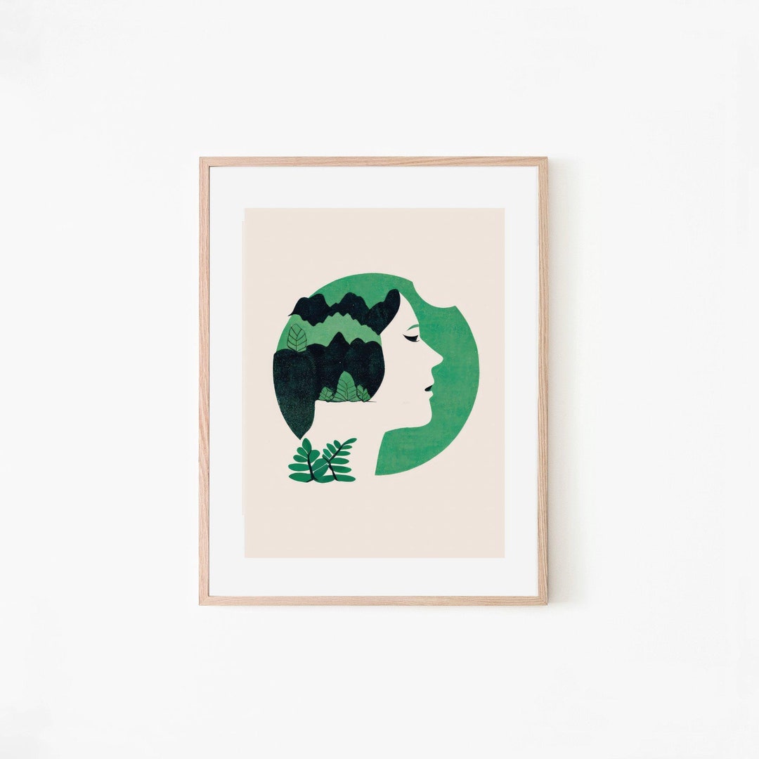 Green Spirit Retro Poster Boho Wall Art Tame the Wild Spirit Poster ...