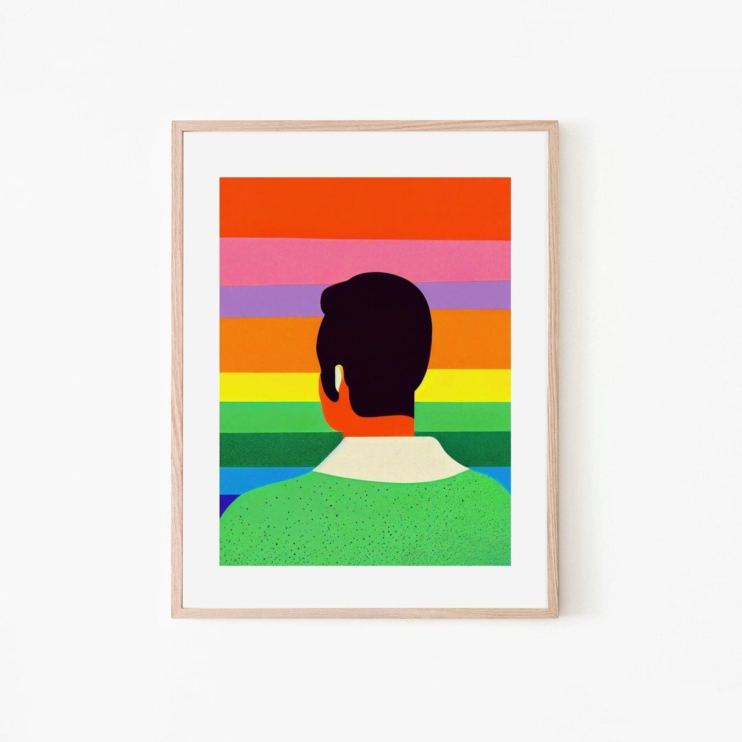 Rainbow Pride Man Retro Poster Pride Wall Art LGBTQ Rainbow Pride ...