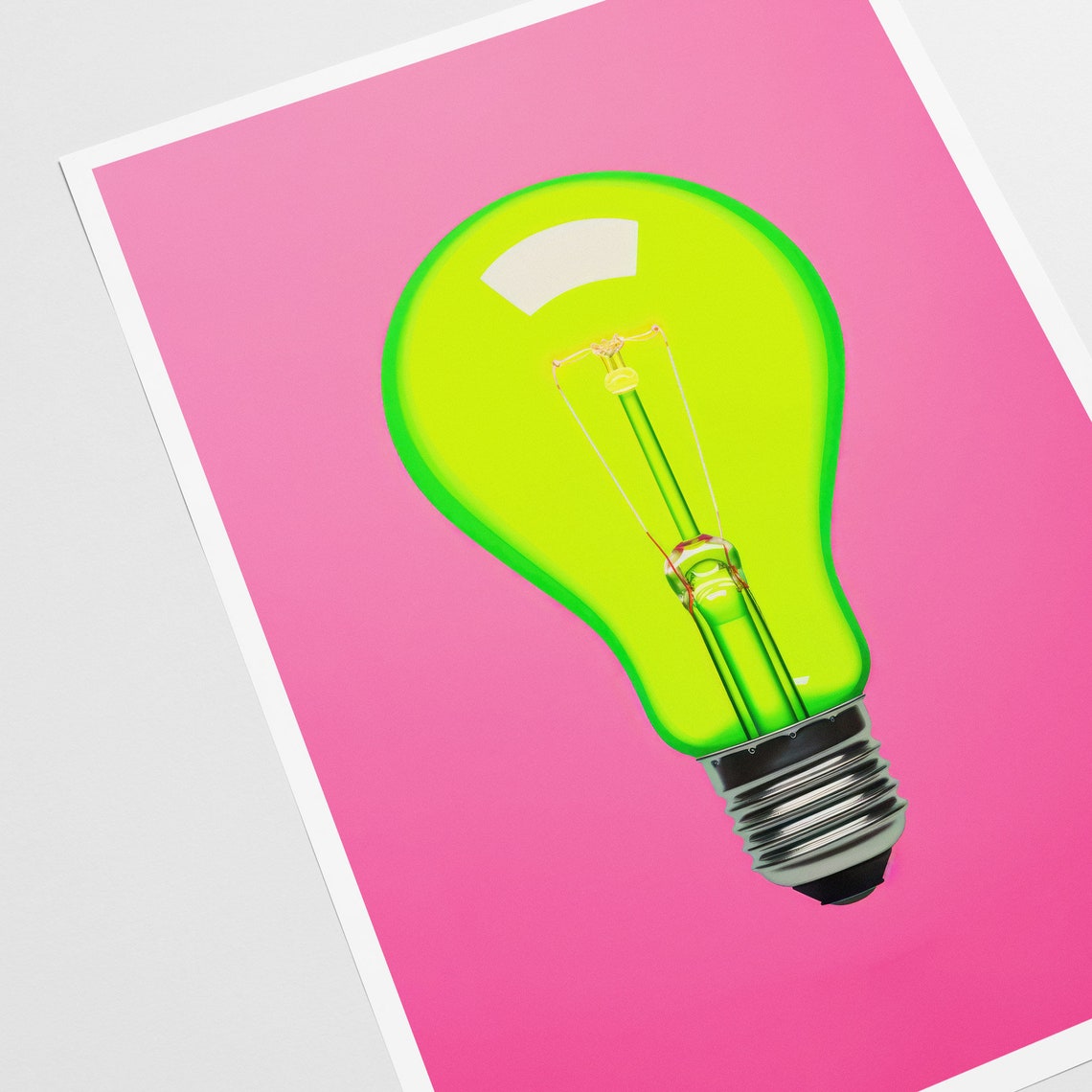 Lime Lightbulb Poster Green Pink Art Print Retro Vintage - Etsy