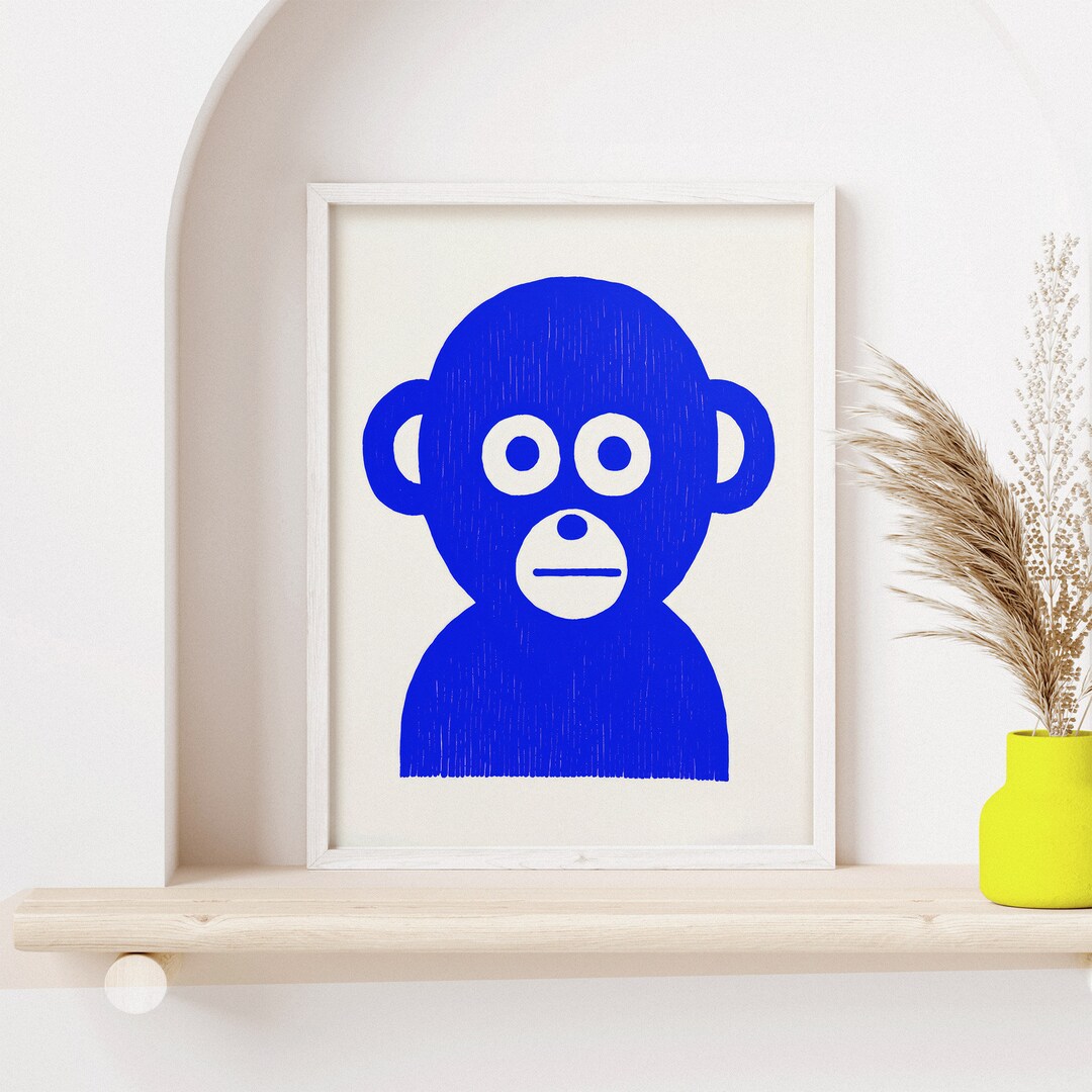 Ink Monkey Art Print Minimalist Monochrome Expression Animal Art Print ...