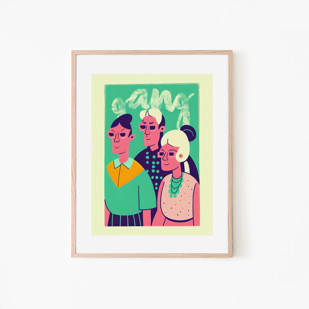 Granny Gang Groovy Old Women Fun Retro Poster Funny Wall Art Nursery ...
