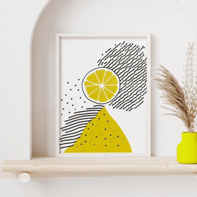 The Lemon Retro Yellow Poster Lemon Wall Art Vintage Lemon Poster Boho ...