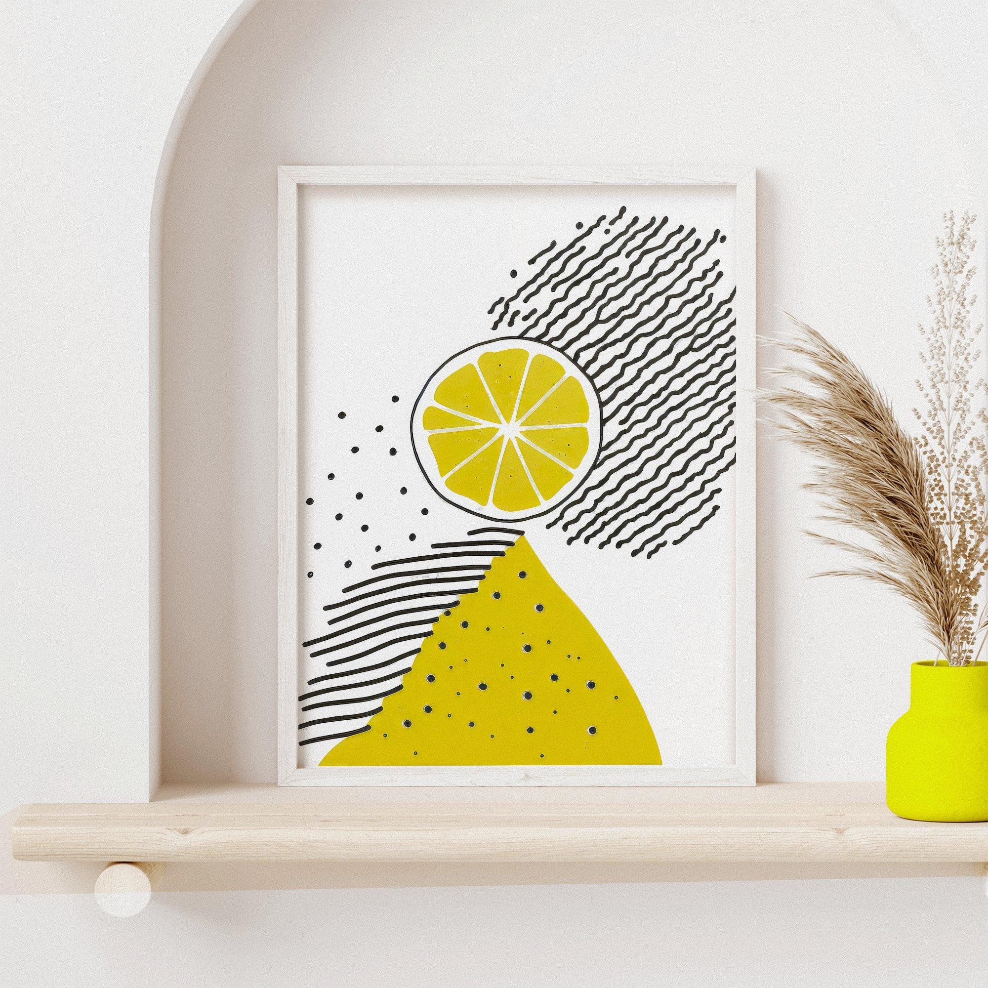 The Lemon Retro Yellow Poster Lemon Wall Art Vintage Lemon Poster Boho ...