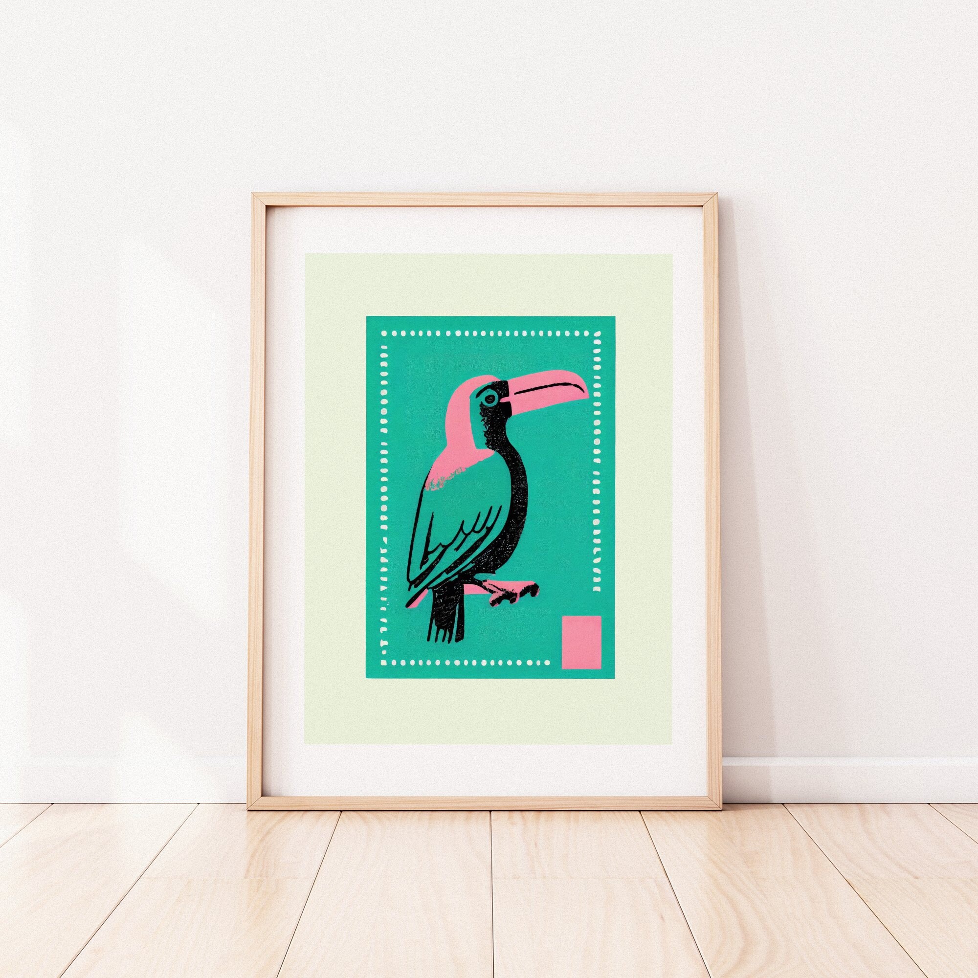 Toucan Tropical Teal Retro Poster Turquoise Living Room Wall - Etsy