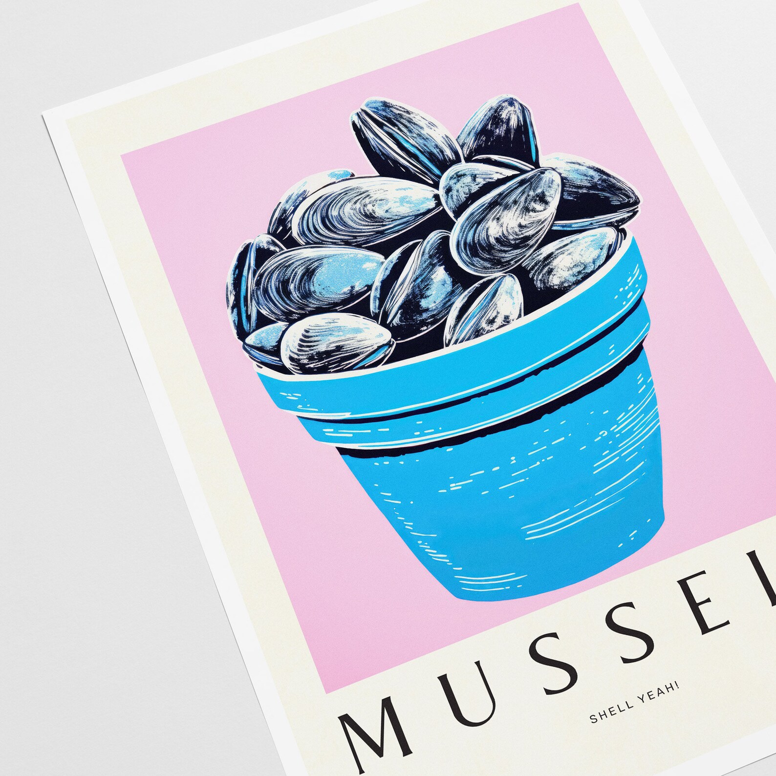 Mussels Retro Art Print, Shell Yeah Humorous Vintage Poster, Sea Life ...