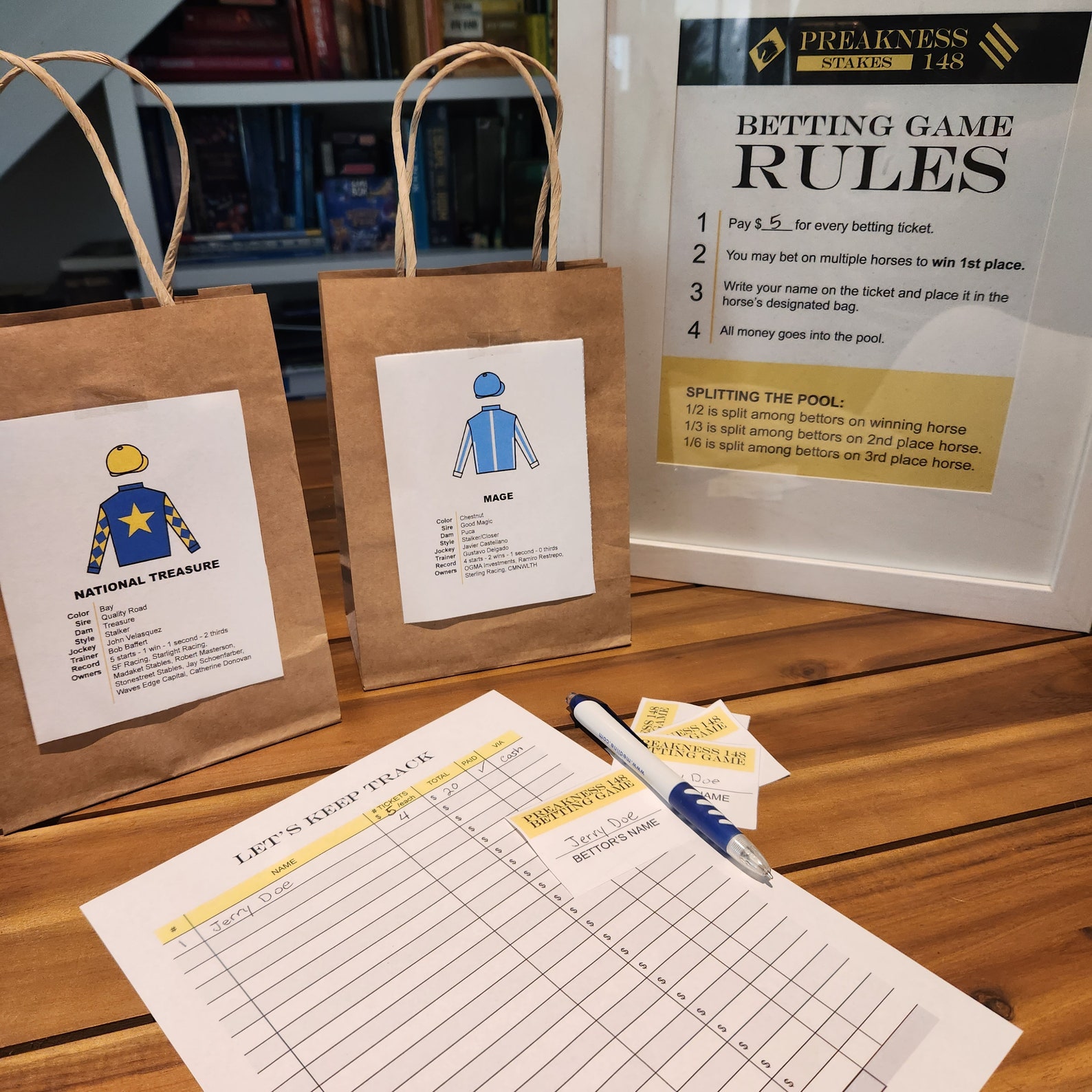 Printable Preakness Betting Game for Preakness Party Derby Horse Racing ...