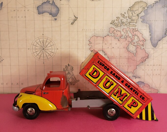 Vintage 1950's Lupor Tin Litho Dump Truck With Hard Plastic Cab Top - Etsy