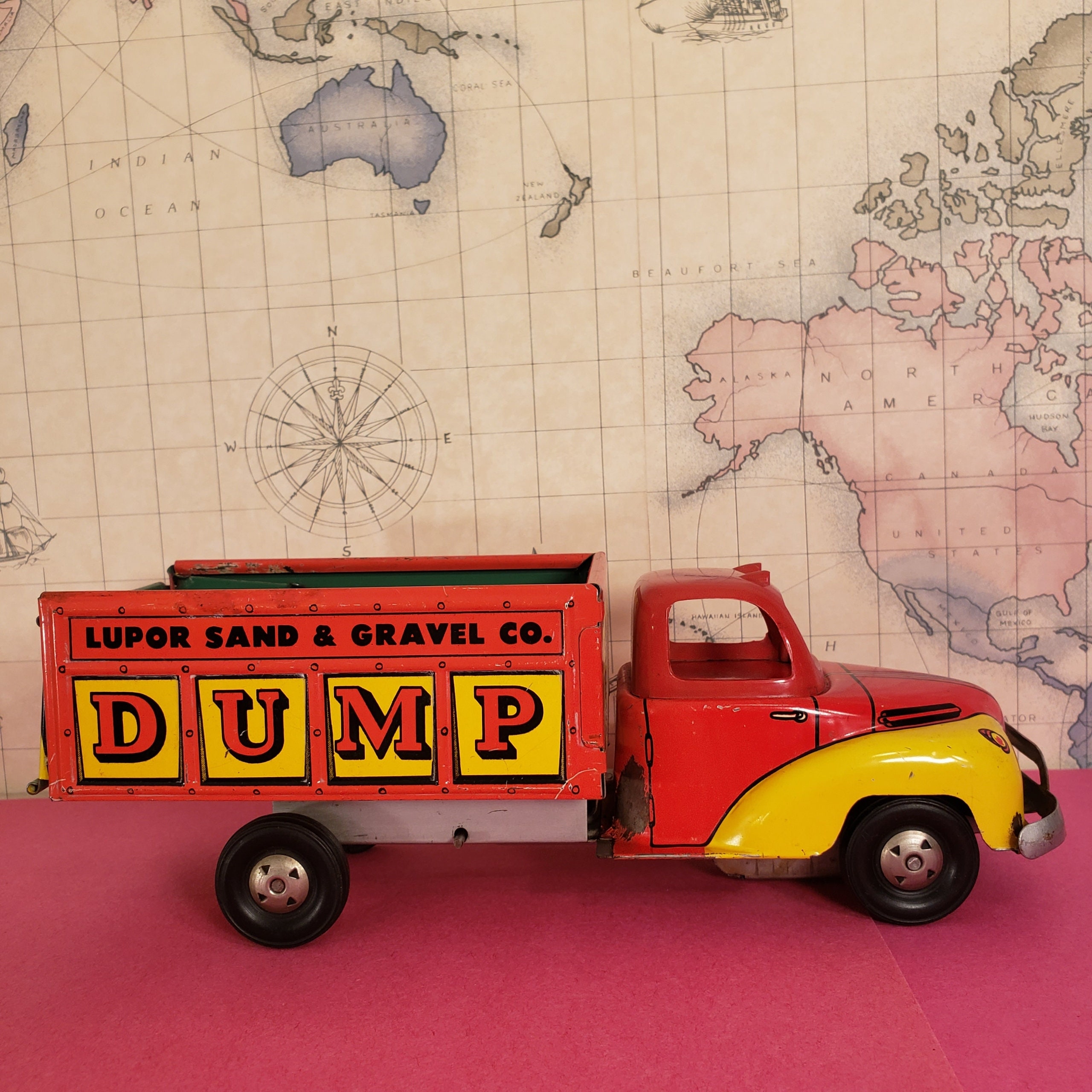 Vintage 1950's Lupor Tin Litho Dump Truck With Hard Plastic Cab Top - Etsy