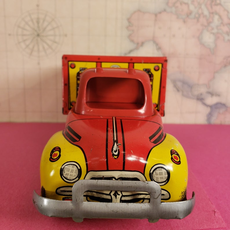 Vintage 1950's Lupor Tin Litho Dump Truck With Hard Plastic Cab Top - Etsy