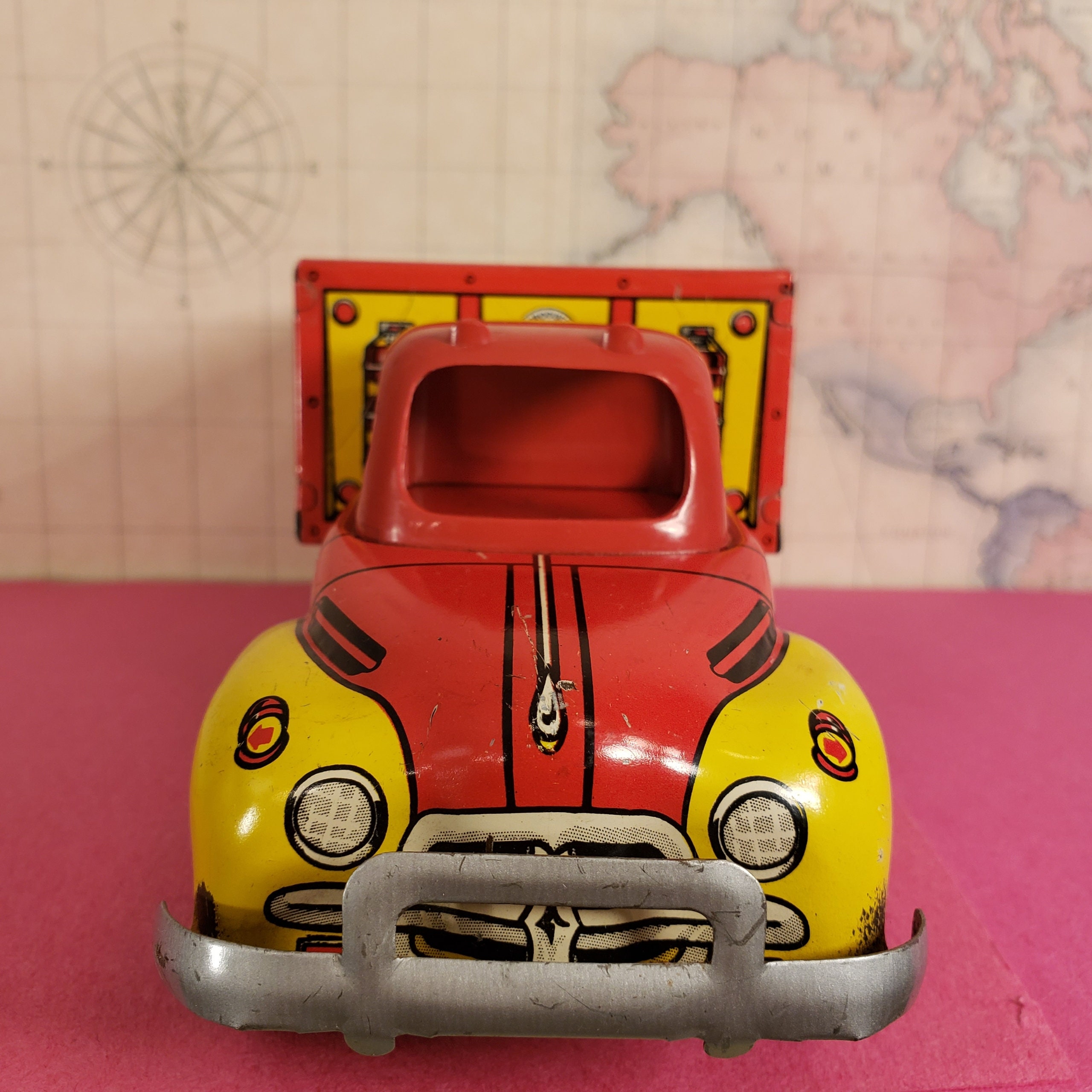 Vintage 1950's Lupor Tin Litho Dump Truck With Hard Plastic Cab Top - Etsy