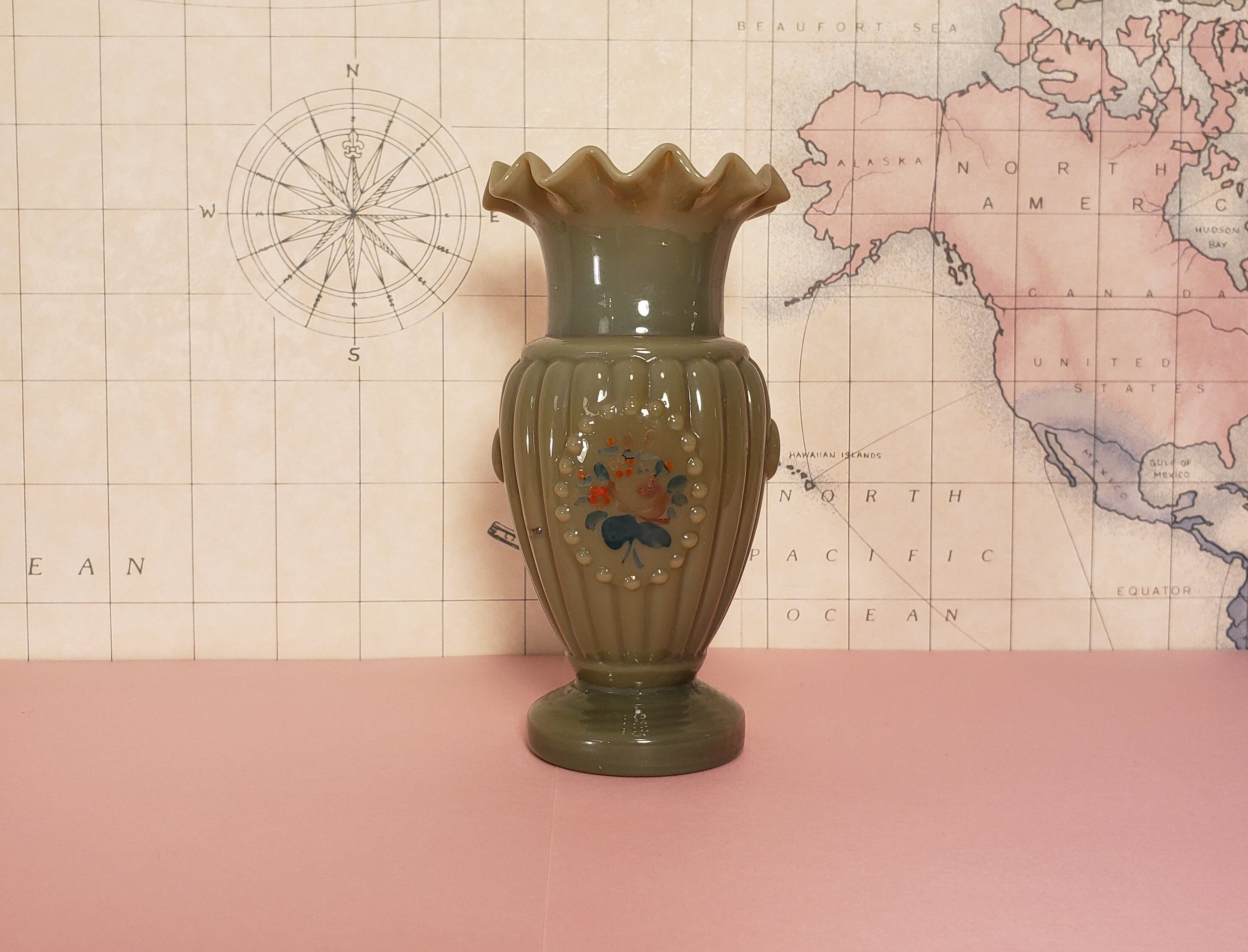 Antique Victorian Fluted Hand Blown and Hand Painted Bristol Vase - Etsy