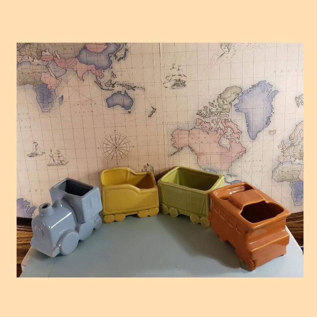 Vintage 1950's Shawnee Pottery Train Planter 4 Piece Set USA - Etsy