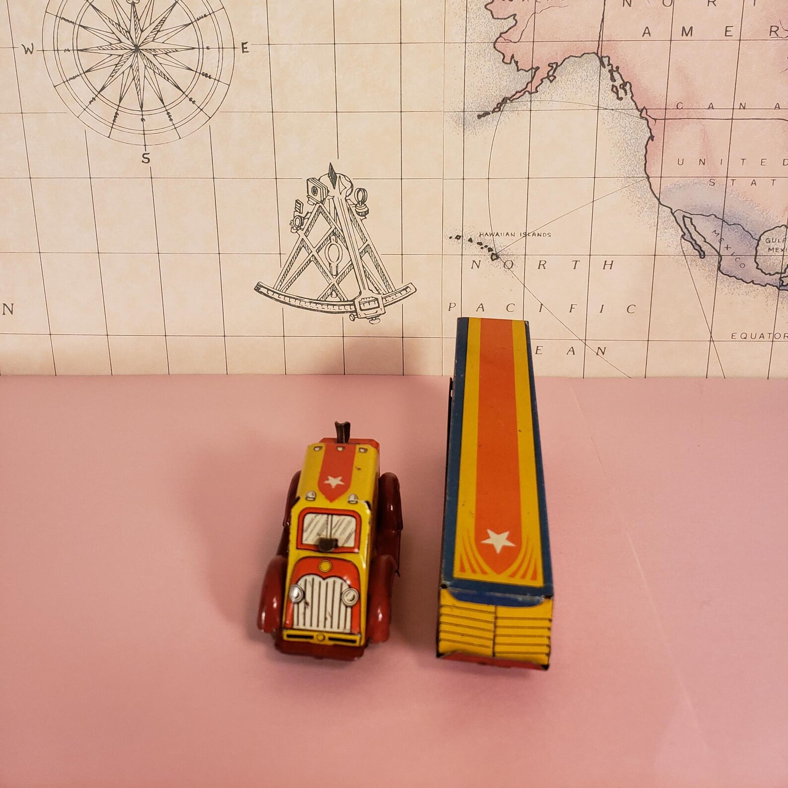 Vintage 1950's Ranger Tin Litho Windup Semi Truck With Sleeper Cab Toy ...