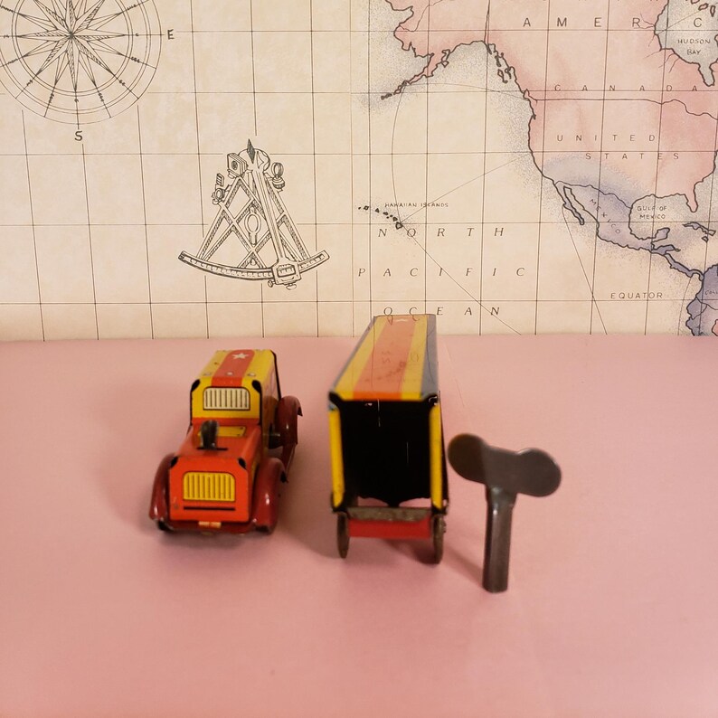 Vintage 1950's Ranger Tin Litho Windup Semi Truck With Sleeper Cab Toy ...