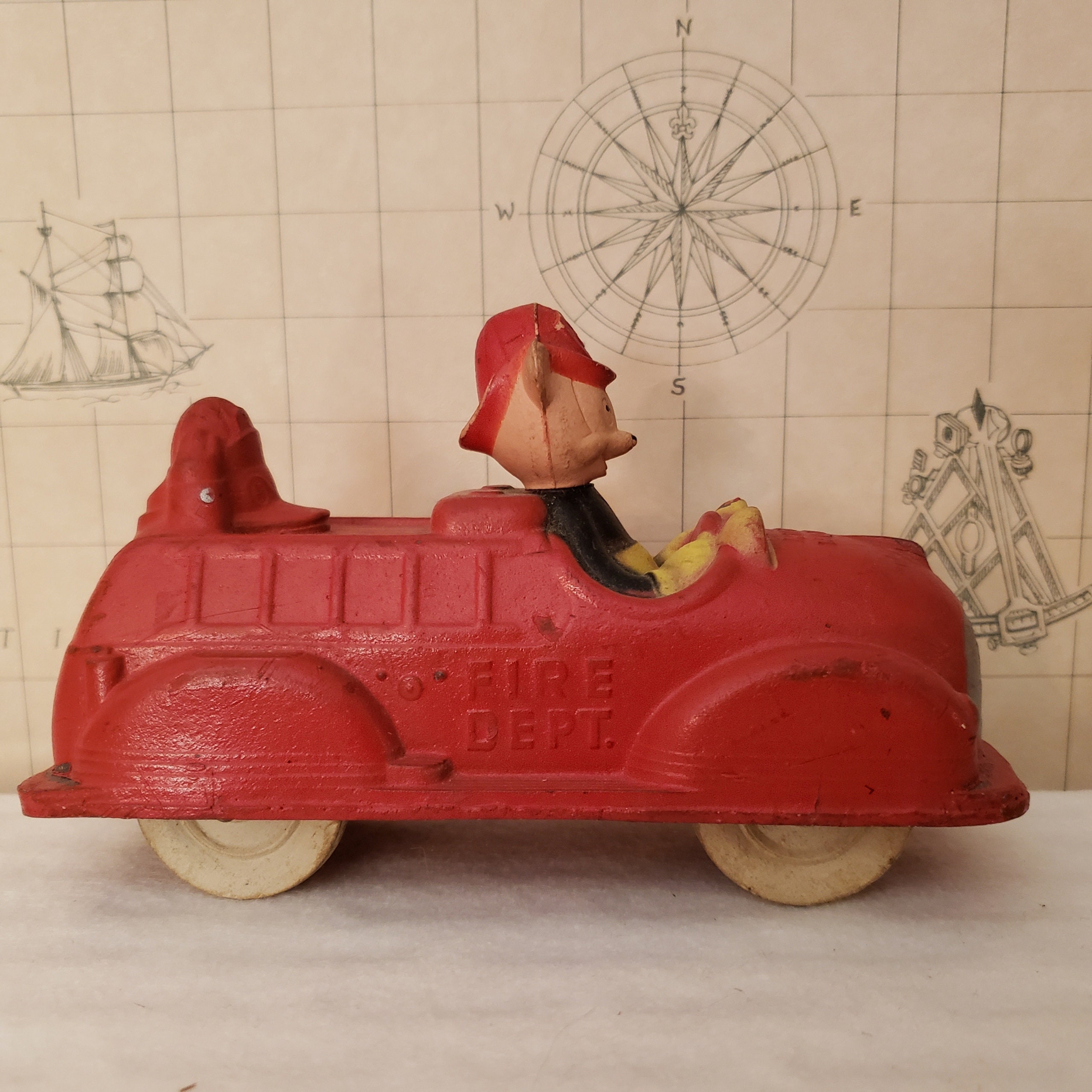 Sun Rubber Disney Mickey Mouse and Donald Duck Fire Truck - Etsy