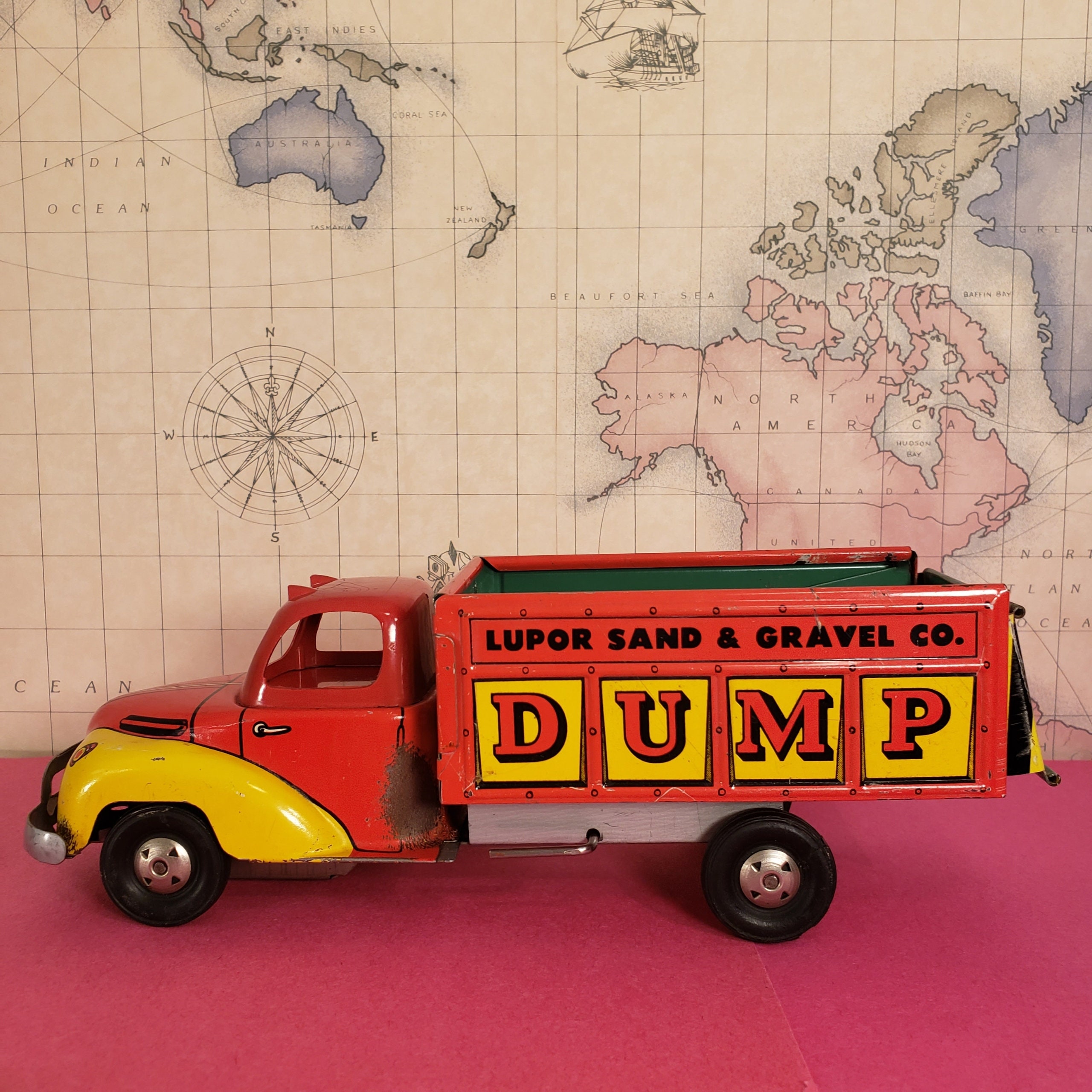 Vintage 1950's Lupor Tin Litho Dump Truck With Hard Plastic Cab Top - Etsy