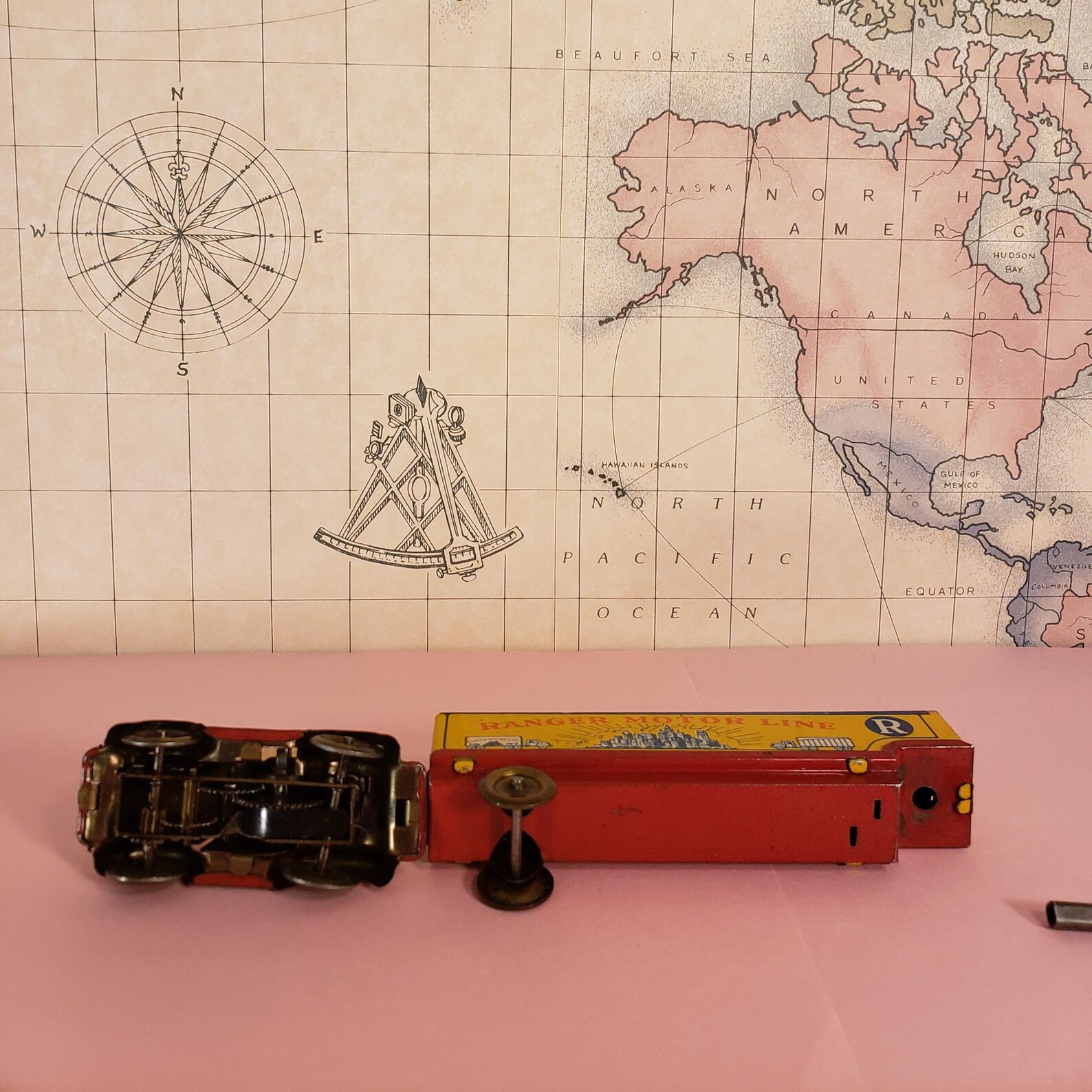 Vintage 1950's Ranger Tin Litho Windup Semi Truck With Sleeper Cab Toy ...