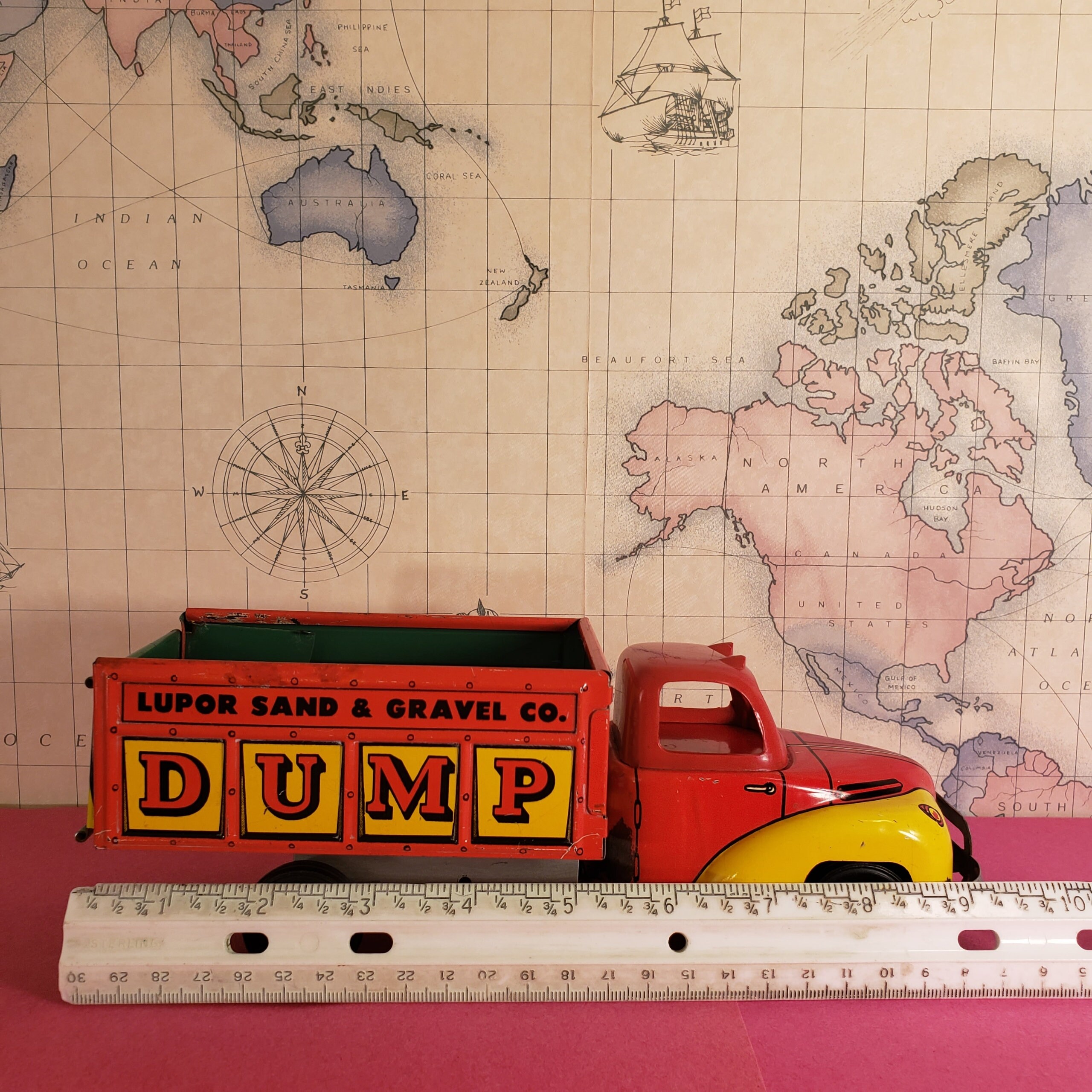 Vintage 1950's Lupor Tin Litho Dump Truck With Hard Plastic Cab Top - Etsy