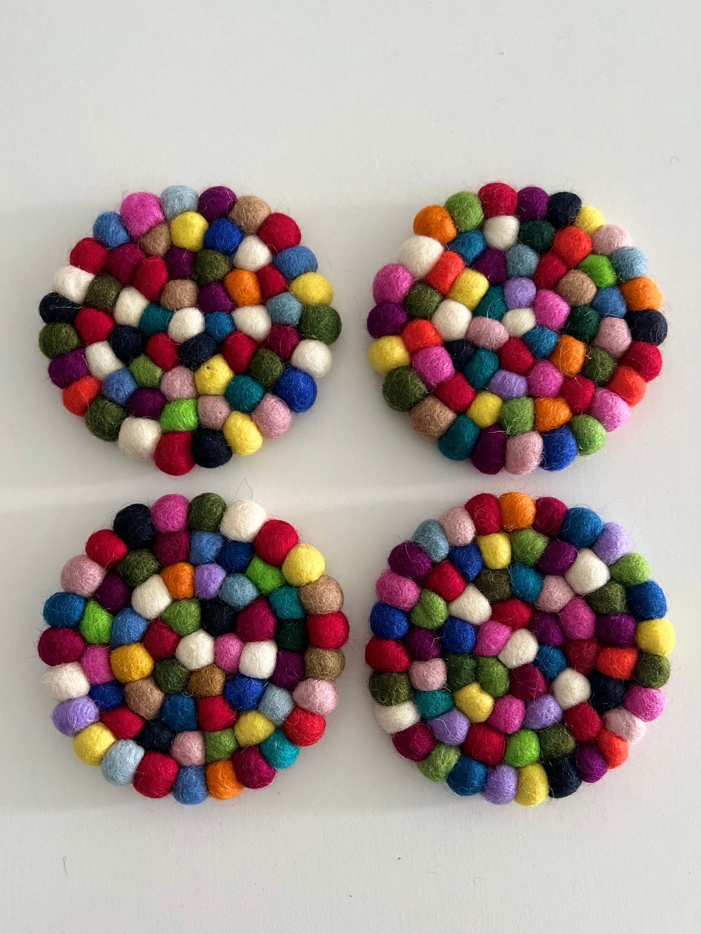 Handmade Felt Colorful Coasters|set of 2,4|decor|gift|tea/coffee Mat ...