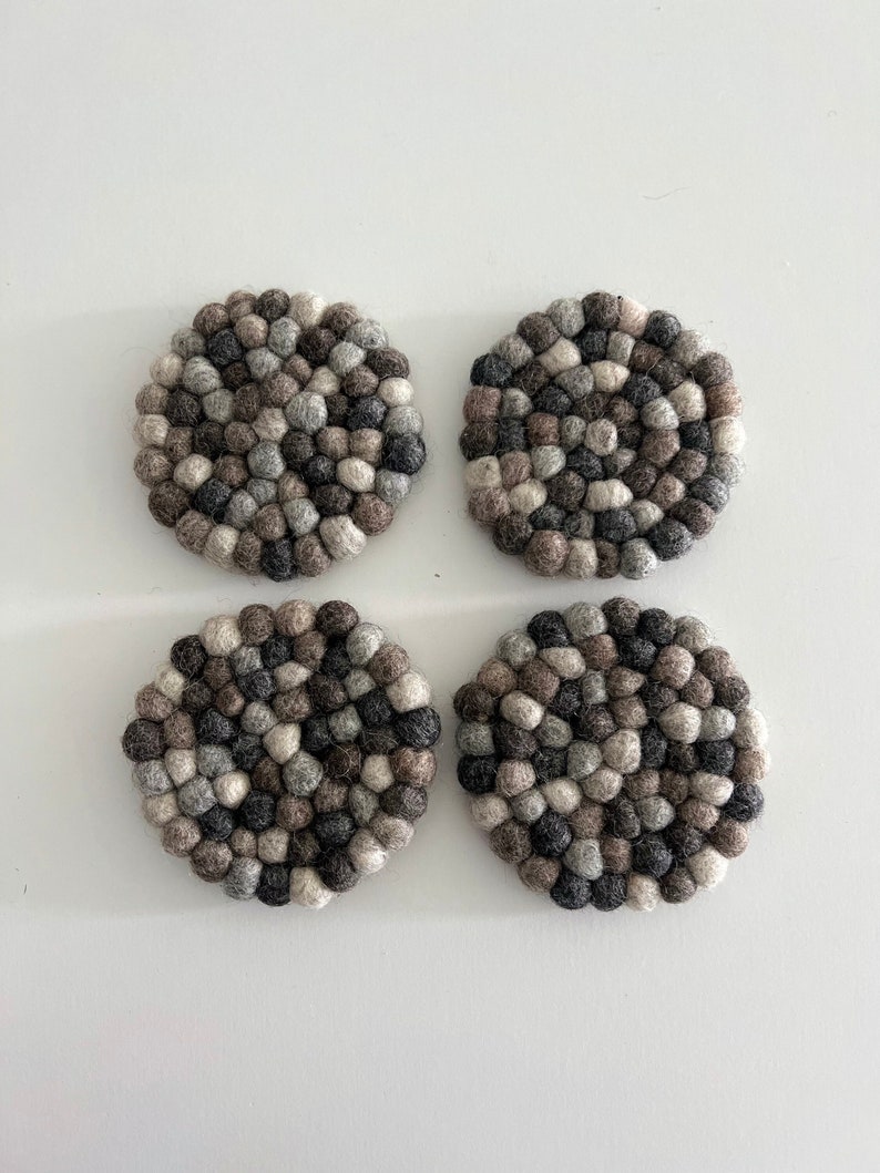 Handmade Felt Coasters|gray/white|set of 2,4|decor|gift|tea/coffee Mat ...