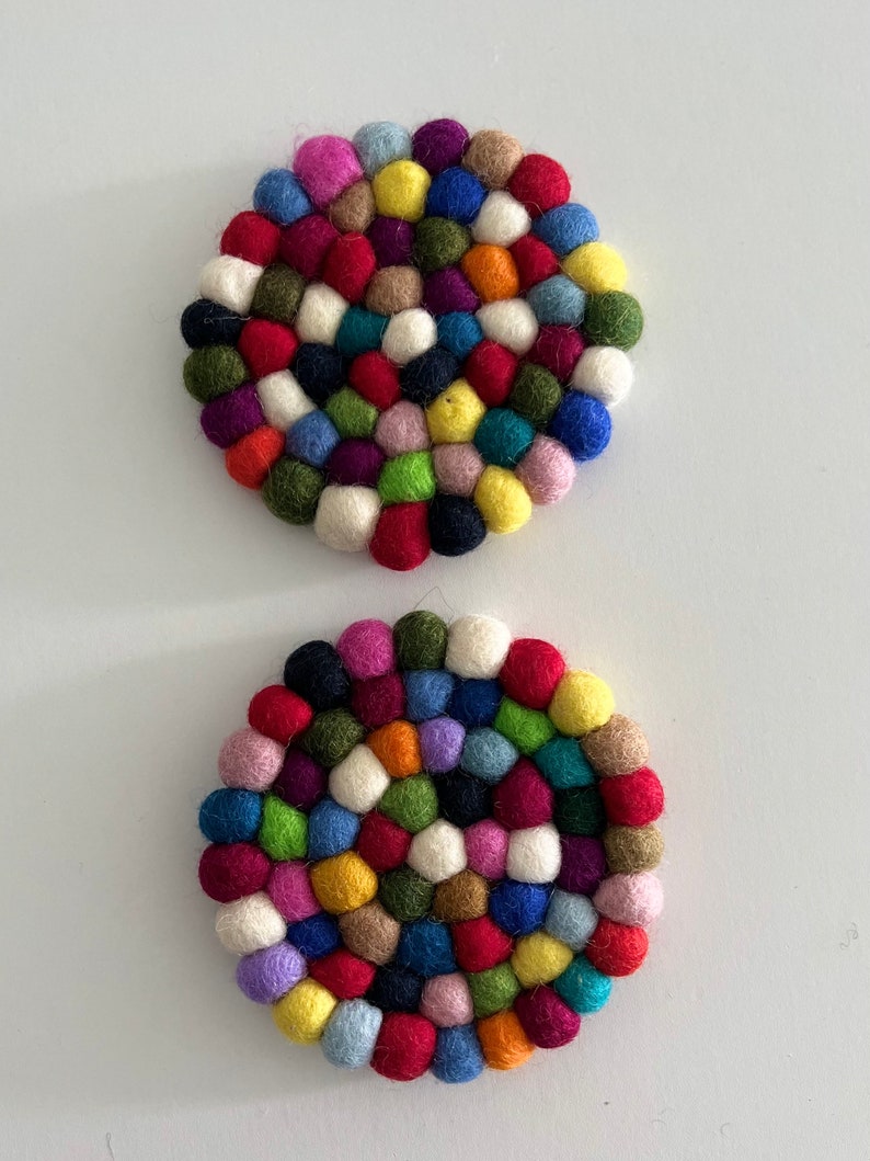 Handmade Felt Colorful Coasters|set of 2,4|decor|gift|tea/coffee Mat ...
