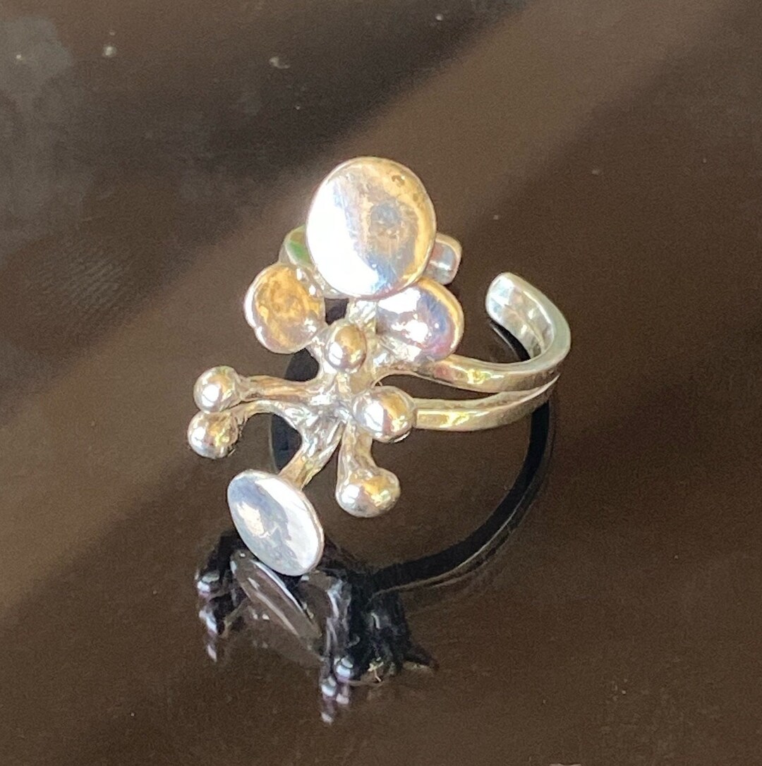 Vintage Ladies Sterling Silver Lichen Adjustable Ring - Etsy