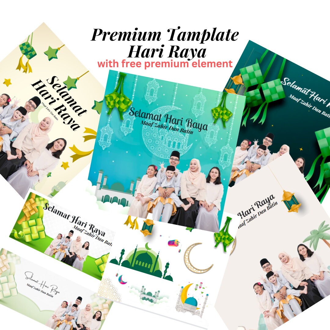 5 in 1 Premium Canva Template Selamat Hari Raya With Element. - Etsy