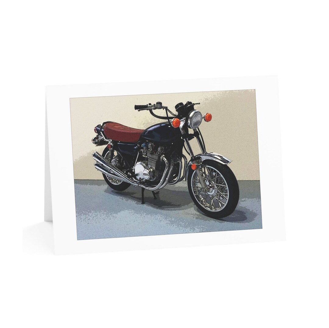 Birthday Greetings Gift Christmas Card Colorful Retro Motorcycle ...