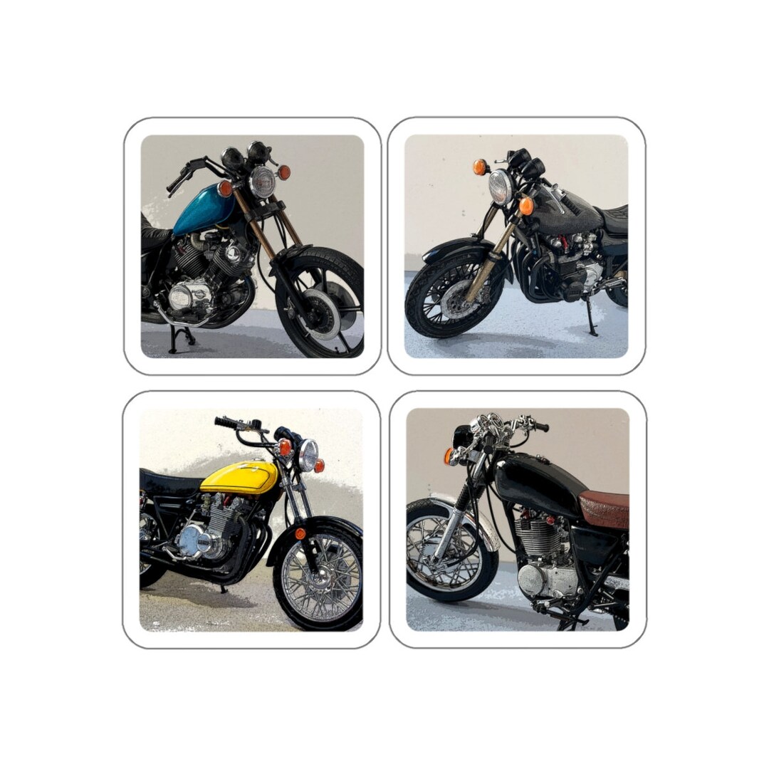 Stickers Square Decals Motorcycle Chopper Dirt Bike Biker Rebel Retro ...