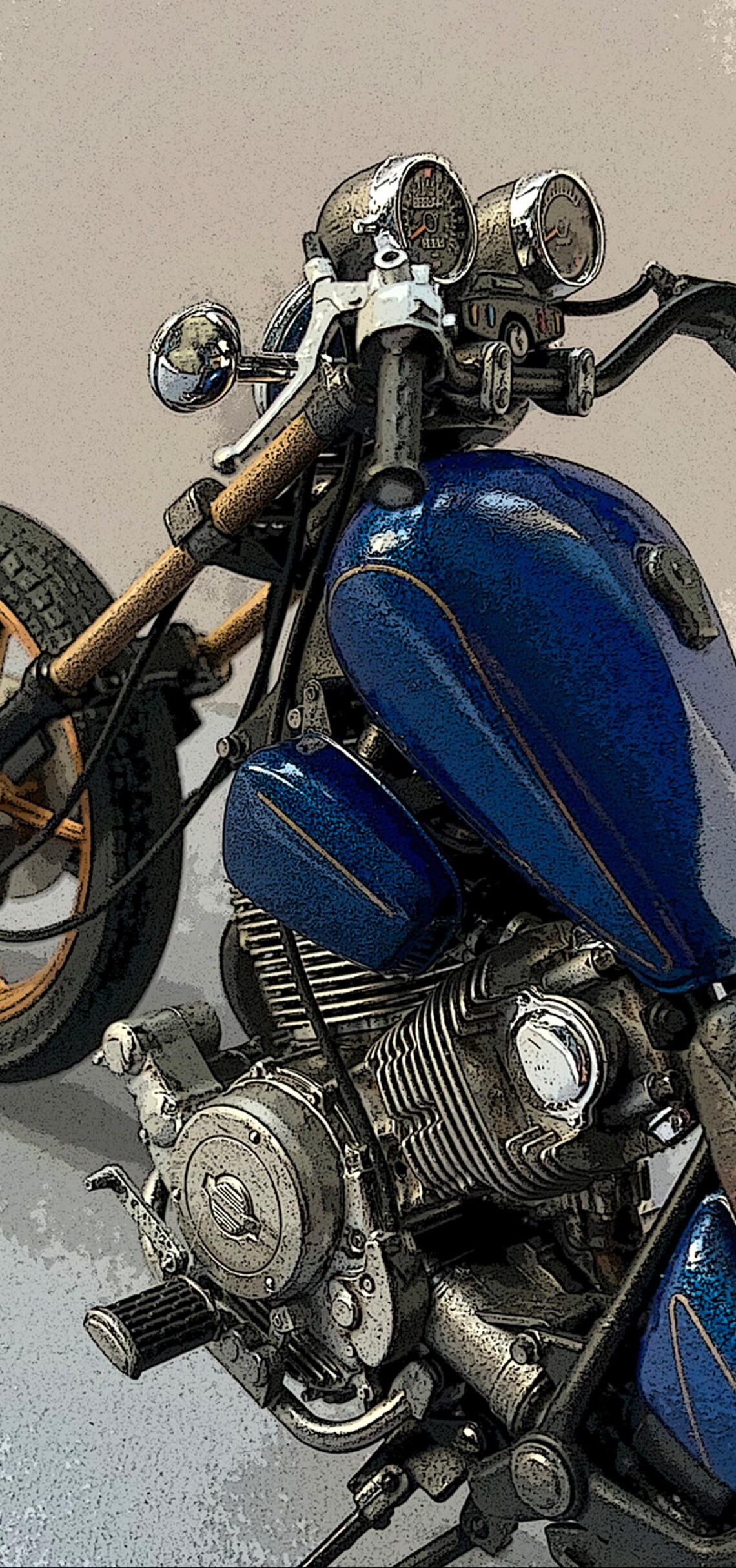 Cell Phone Screen Wallpaper Motorcycle Motorbike Chopper Retro 70s 80s ...