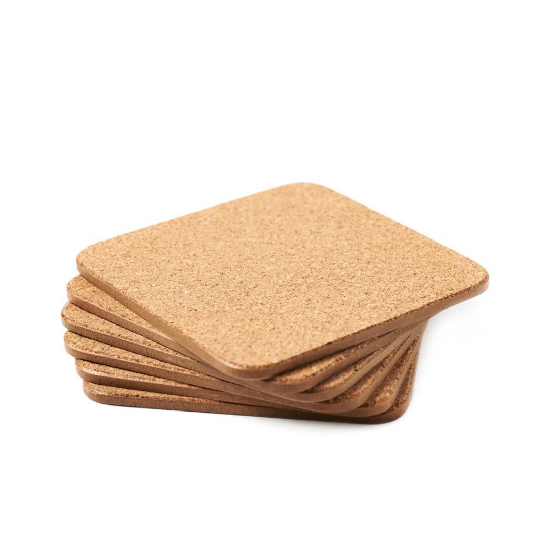 Natural Cork Square Coasters - Etsy
