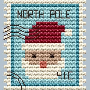 Santa Postage Stamp Cross Stitch Pattern, Holiday Embroidery (PDF ...