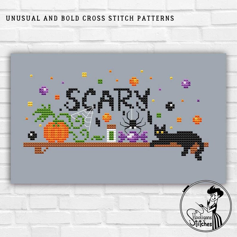 Scary Cross Stitch Pattern for Beginner Pumpkin Cross Stitch - Etsy