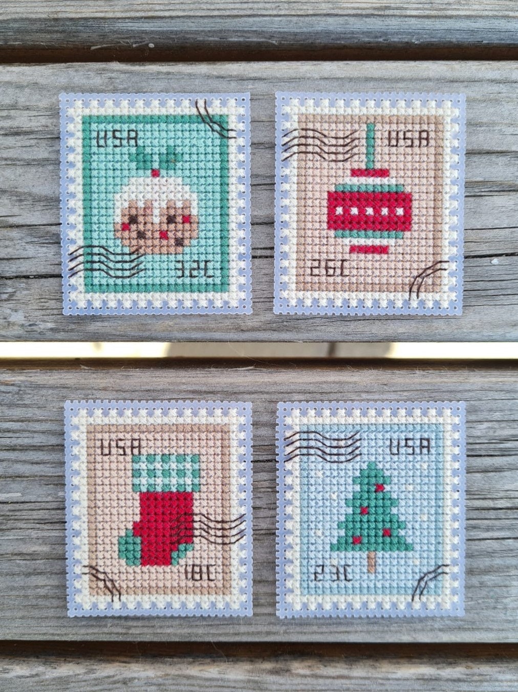 Christmas Postage Stamp Cross Stitch Pattern Christmas Sock Winter Tree ...