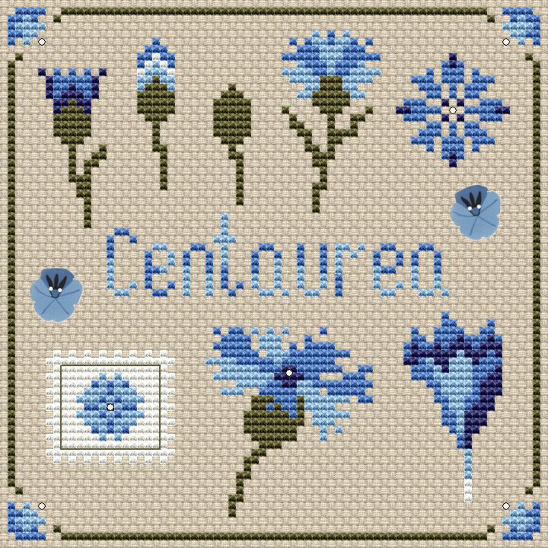 Botanical Flowers Cross Stitch Pattern Blue Flowers Cornflower Cross ...