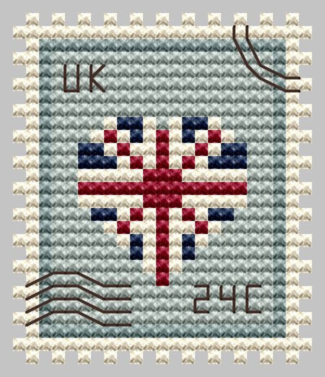 UK Postage Stamp Cross Stitch Pattern Great Britain Cross - Etsy