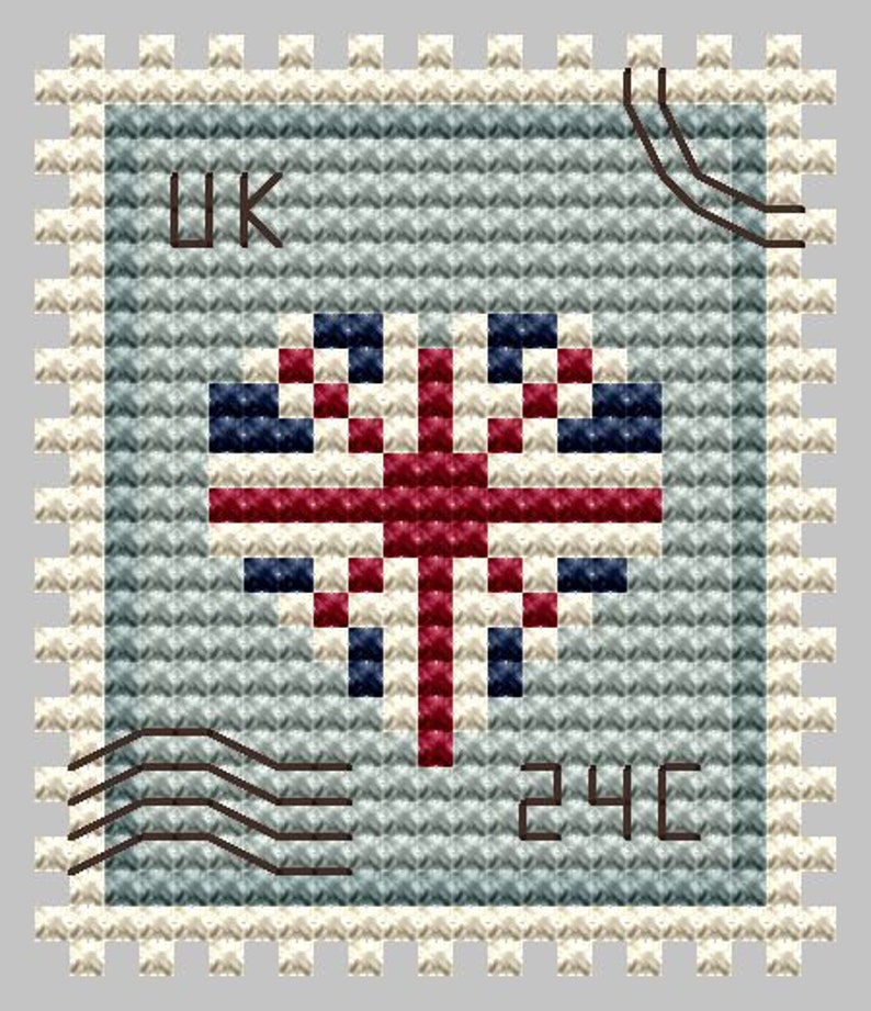 UK Postage Stamp Cross Stitch Pattern, Union Jack (PDF Pattern) - Etsy UK