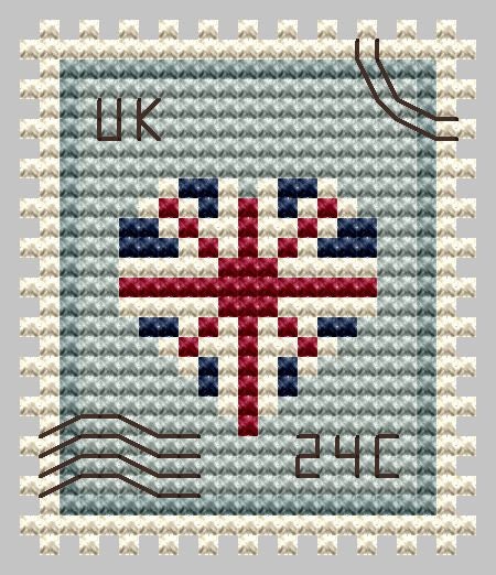UK Postage Stamp Cross Stitch Pattern Great Britain Cross Stitch United ...