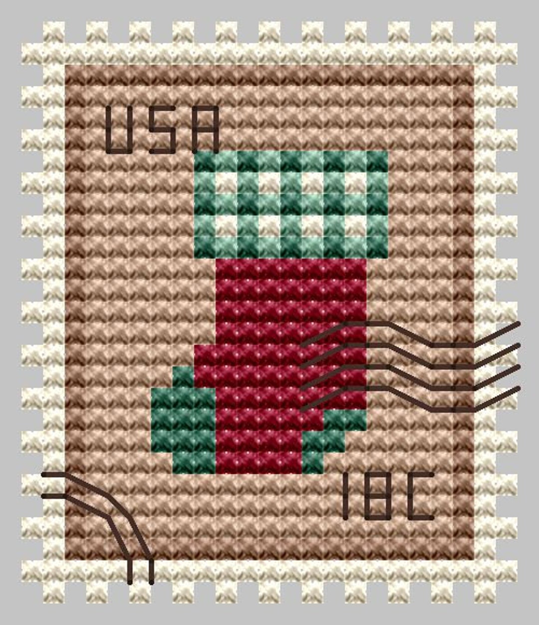 Christmas Sock Postage Stamp Cross Stitch Pattern Winter Cross Stitch ...