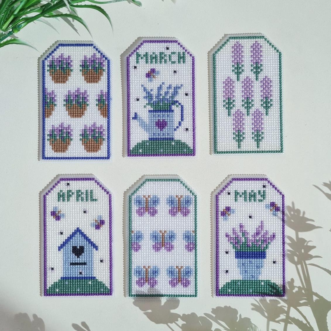 Lavender Tags Cross Stitch Pattern, Spring Floral Embroidery (PDF ...