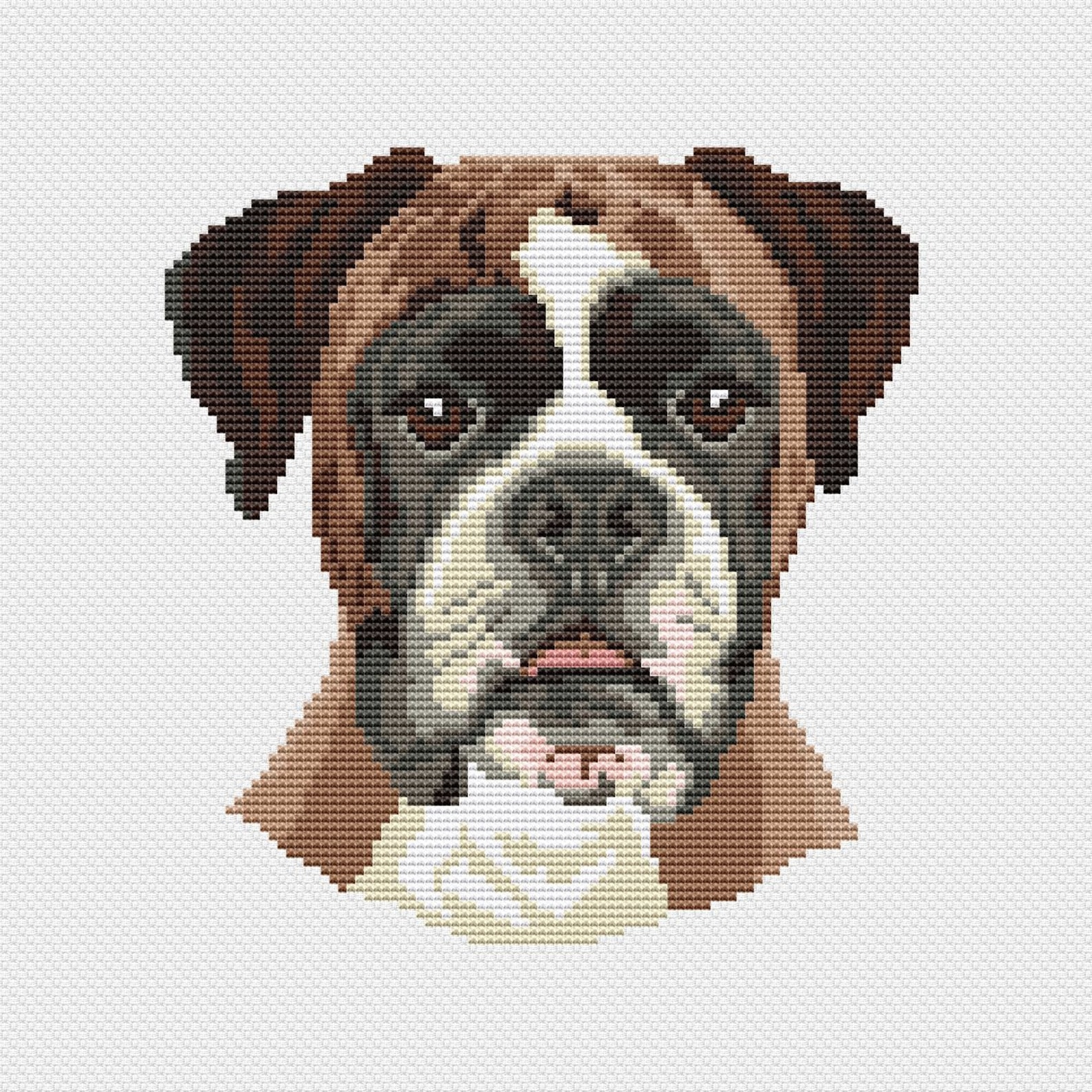 Boxer Dog Cross Stitch Pattern Pet Cross Stitch Cute Dog Primitive ...