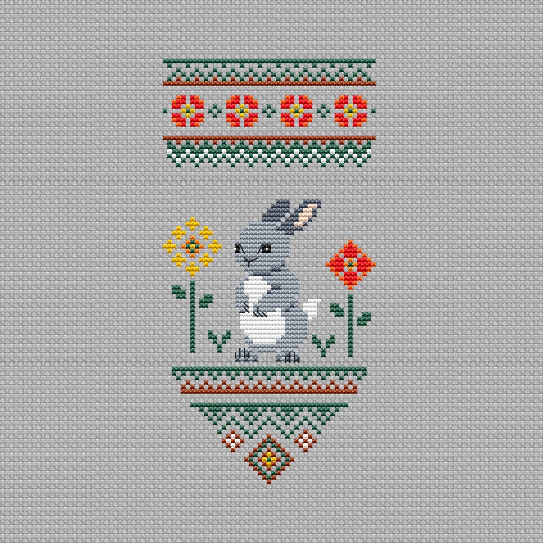 Rabbit Cross Stitch Pattern Cute Bunny Annimal Cross Stitch Hare Cross ...