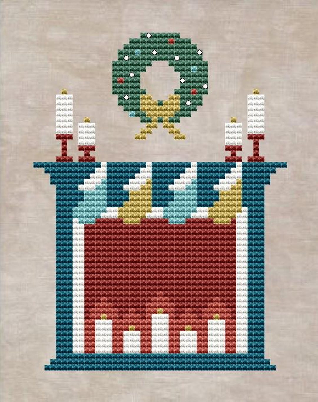 Patrón de punto de cruz de chimenea Punto de cruz festivo Punto de cruz ...