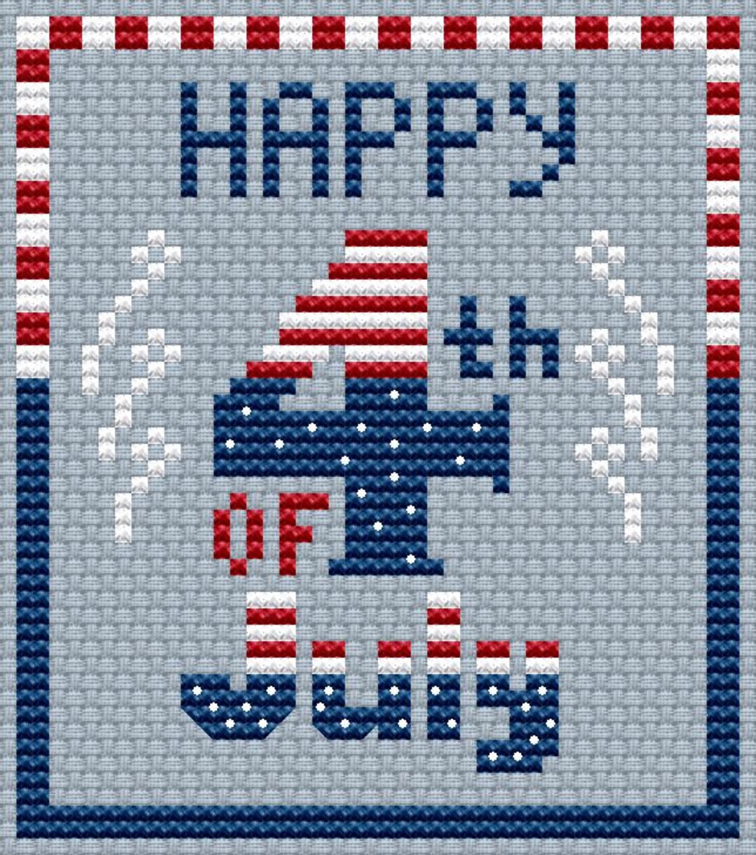 Happy 4th of July Cross Stitch Pattern for Beginner Independence Day ...